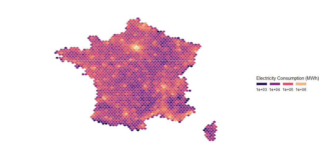 Creating an hex map of France electricity consumption | R-bloggers